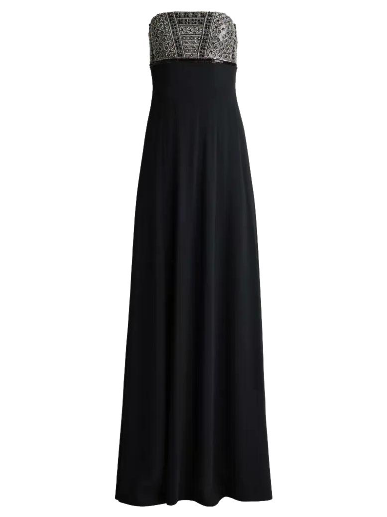 ST. JOHN Beaded Strapless Maxi Gown