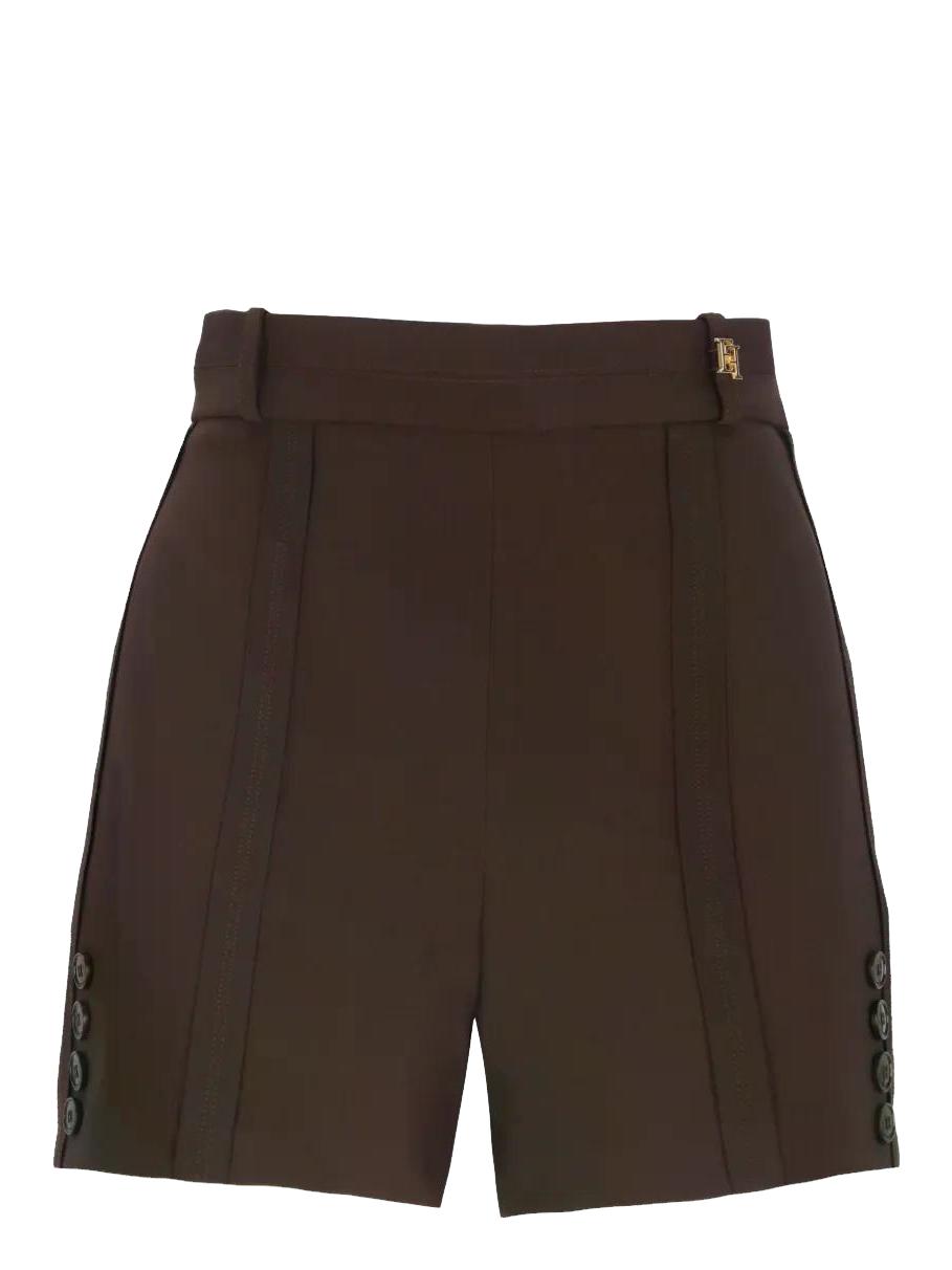 ELISABETTA FRANCHI Elisabetta Franchi High-Waisted Crêpe Shorts with Logo Detail