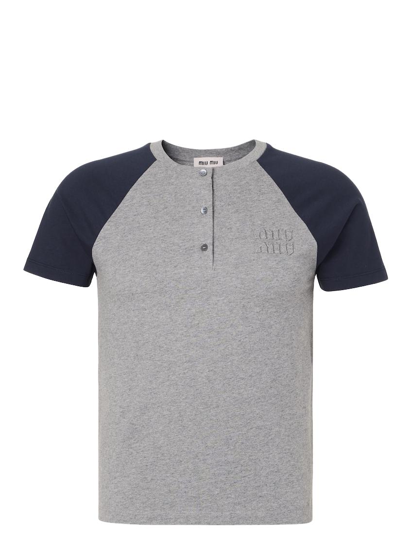 MIU MIU logo cotton jersey henley shirt