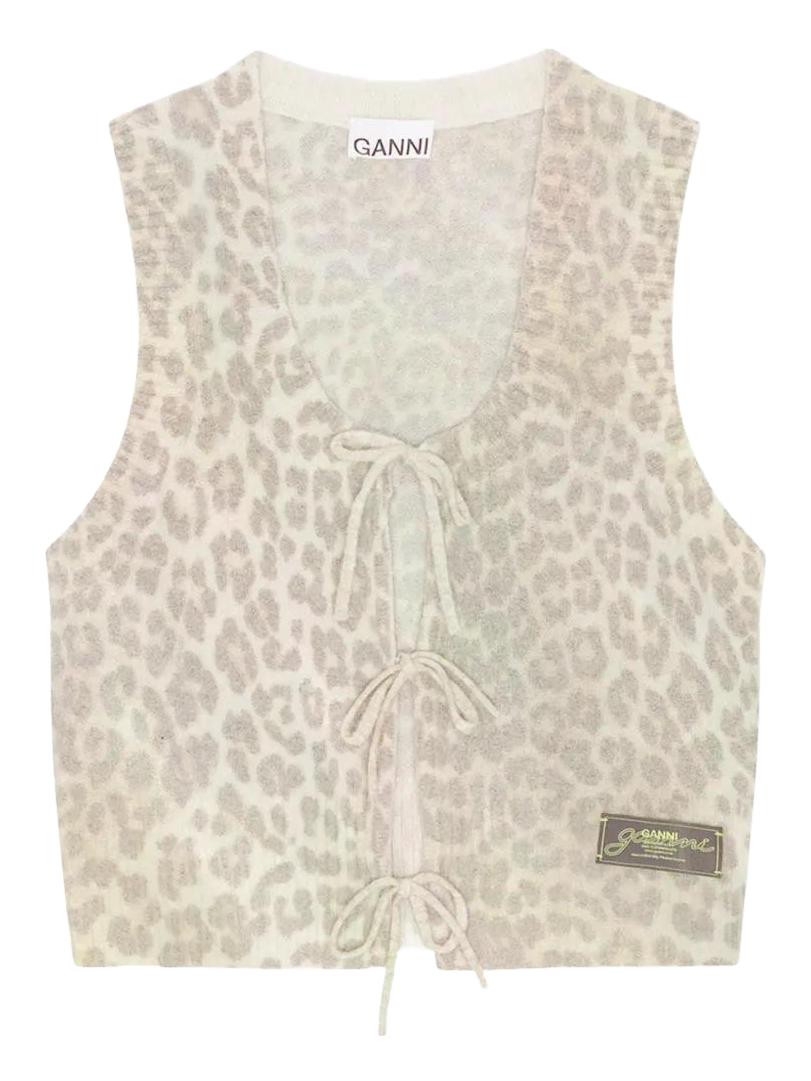 GANNI Animal-Print Knit Vest