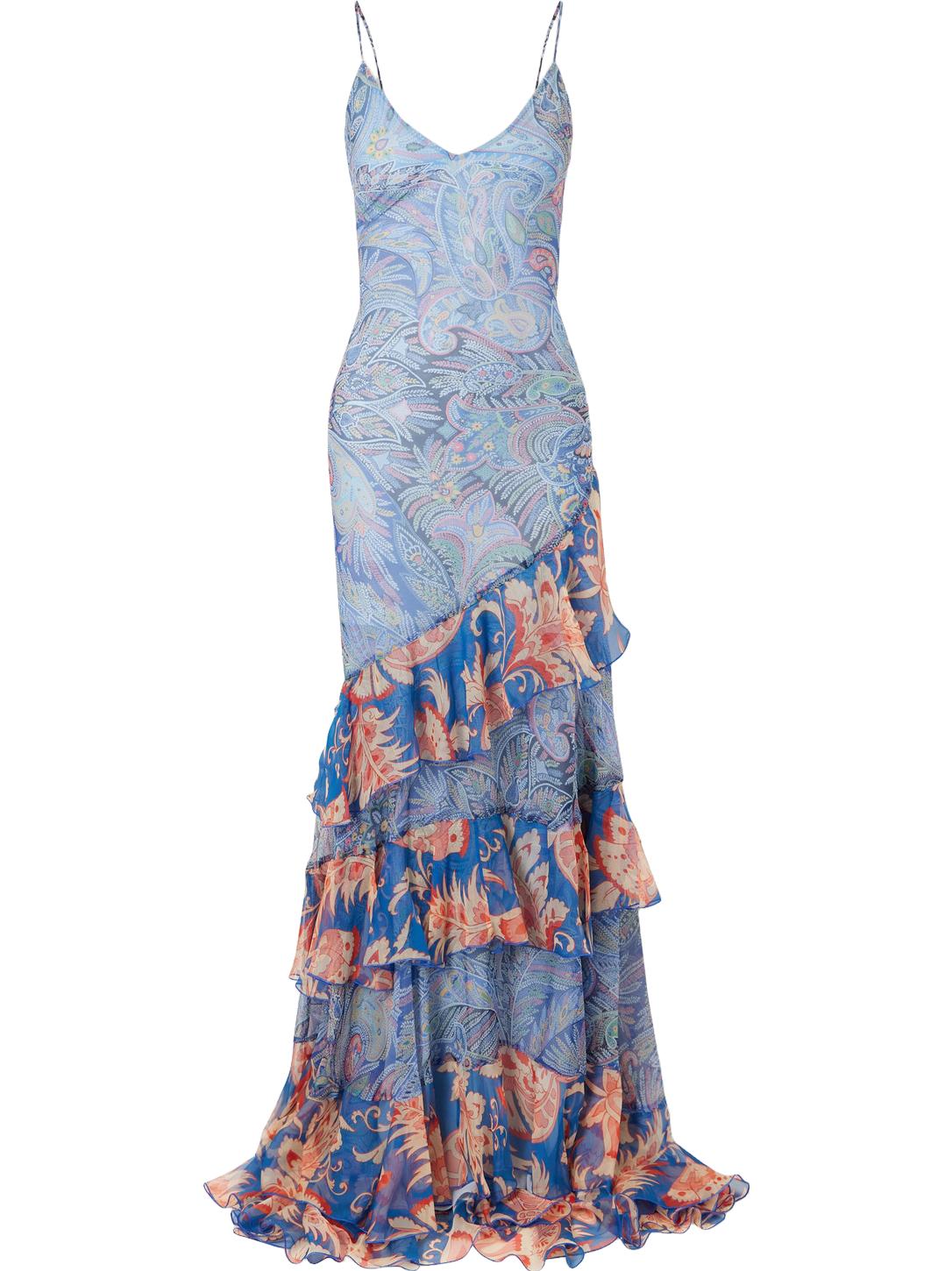 Etro Ruffled Embroidered Printed Silk-Chiffon Mini Dress In Yellow - 60%  Off | Editorialist