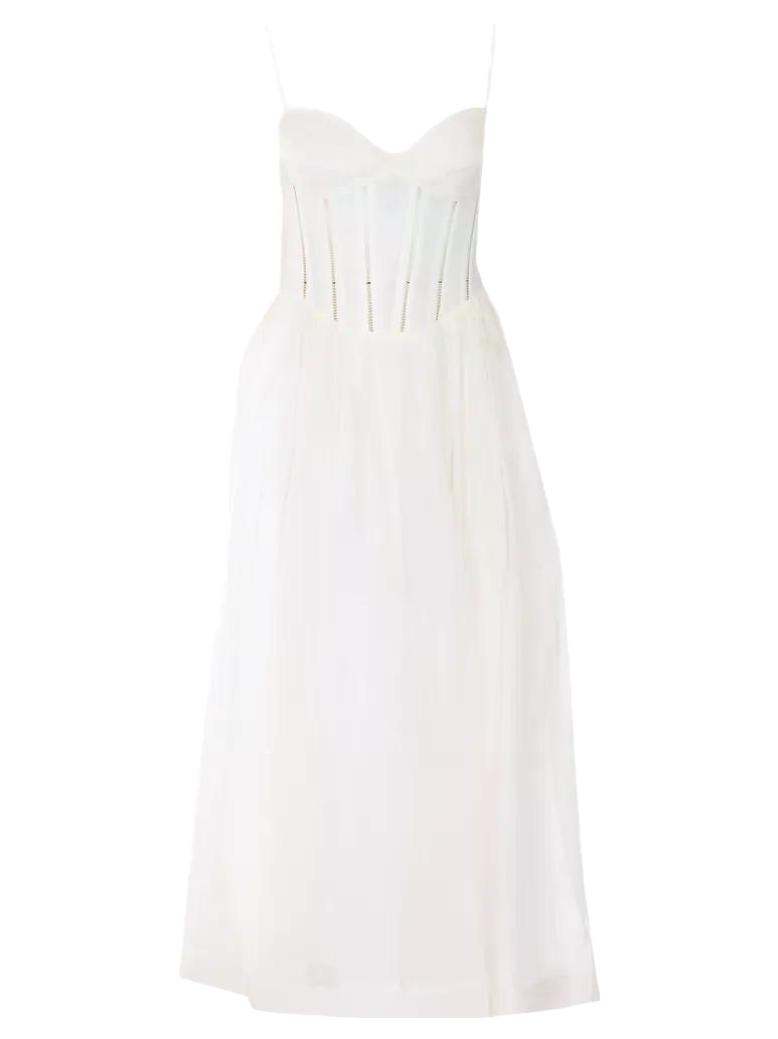 Toccin Melody Corset Combo Midi Dress In Ivory - 60% Off | Editorialist Toccin Melody Corset Combo Midi Dress In Ivory - 60% Off | Editorialist