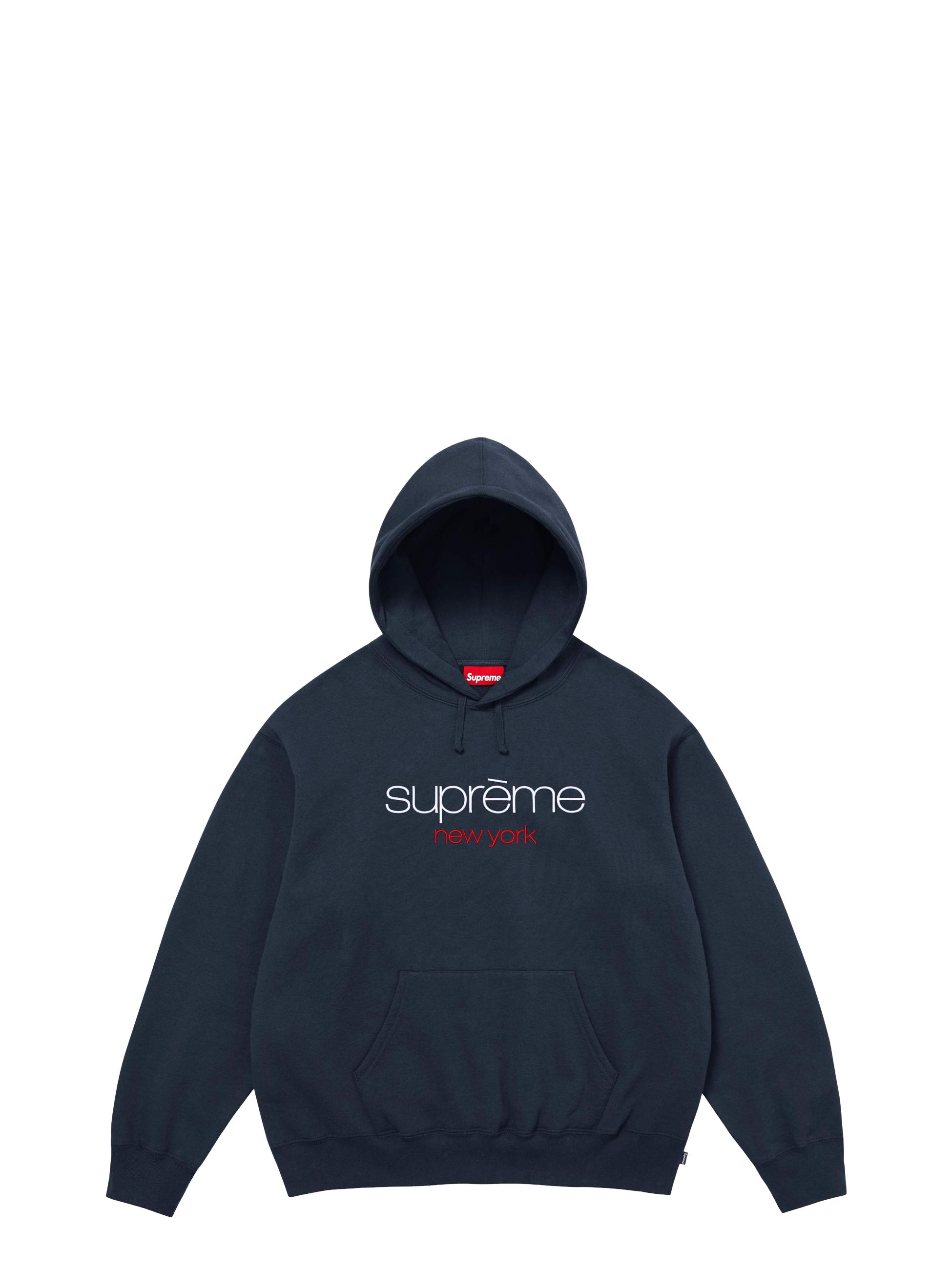 Supreme Classic Logo Hooded Sweatshirt - Blue | Editorialist