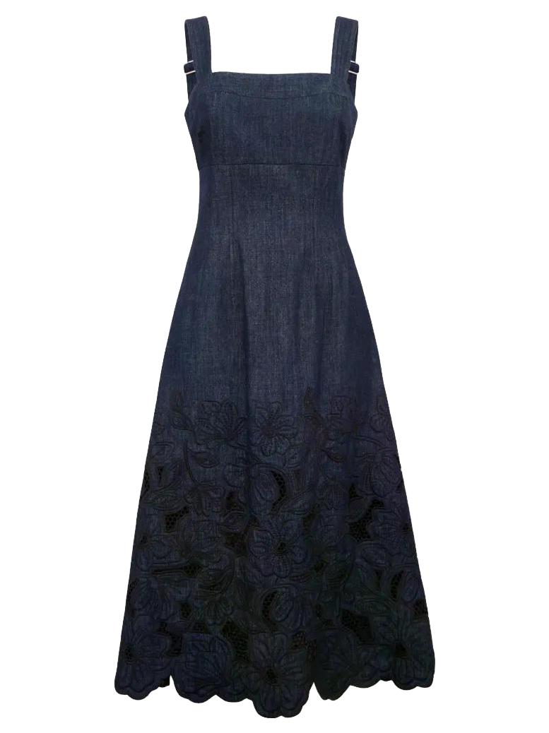 Stella Nova Embroidered Midi Dress - Brown | Editorialist Stella Nova Embroidered Midi Dress - Brown | Editorialist