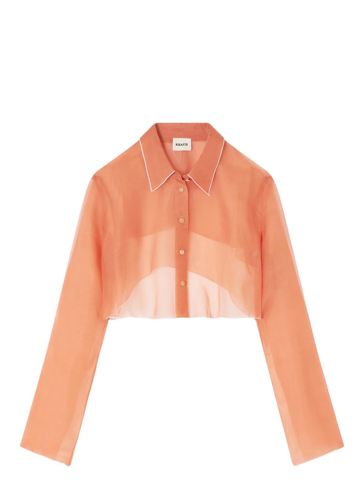 KHAITE KHAITE fritz Cropped Layered Silk-Organza Shirt