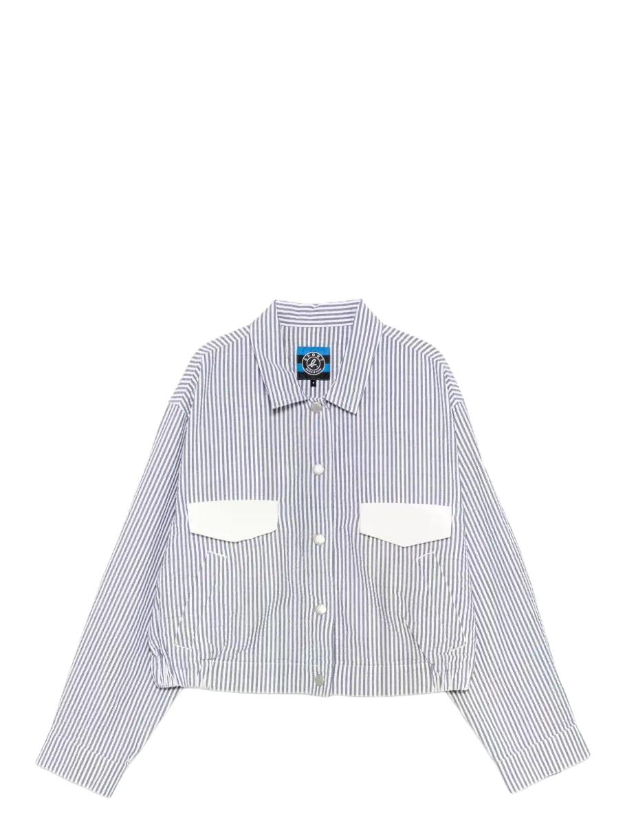 AGNES B. Striped Cropped Jacket