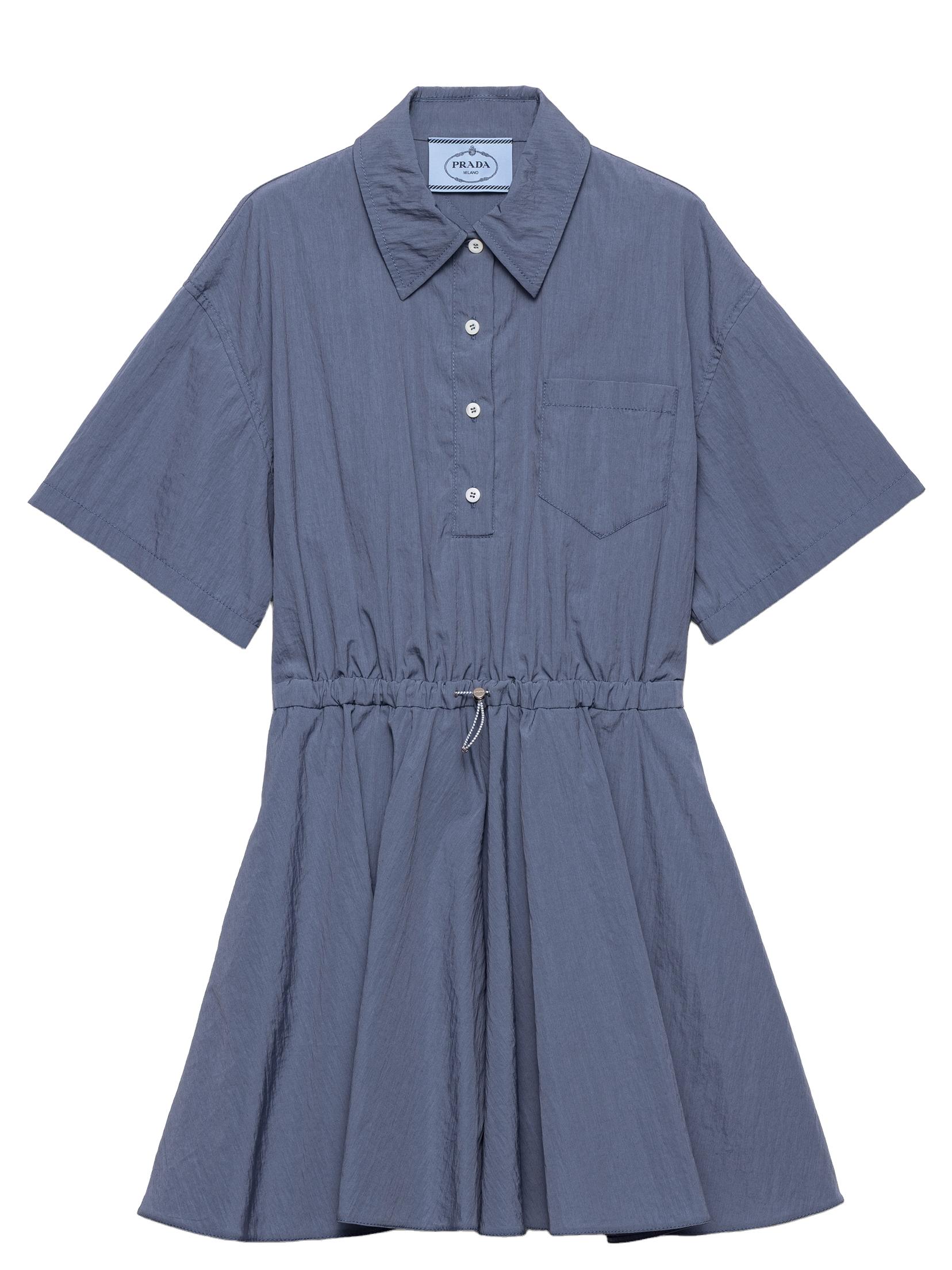 PRADA Short-Sleeved Technical Pongé Shirt Dress