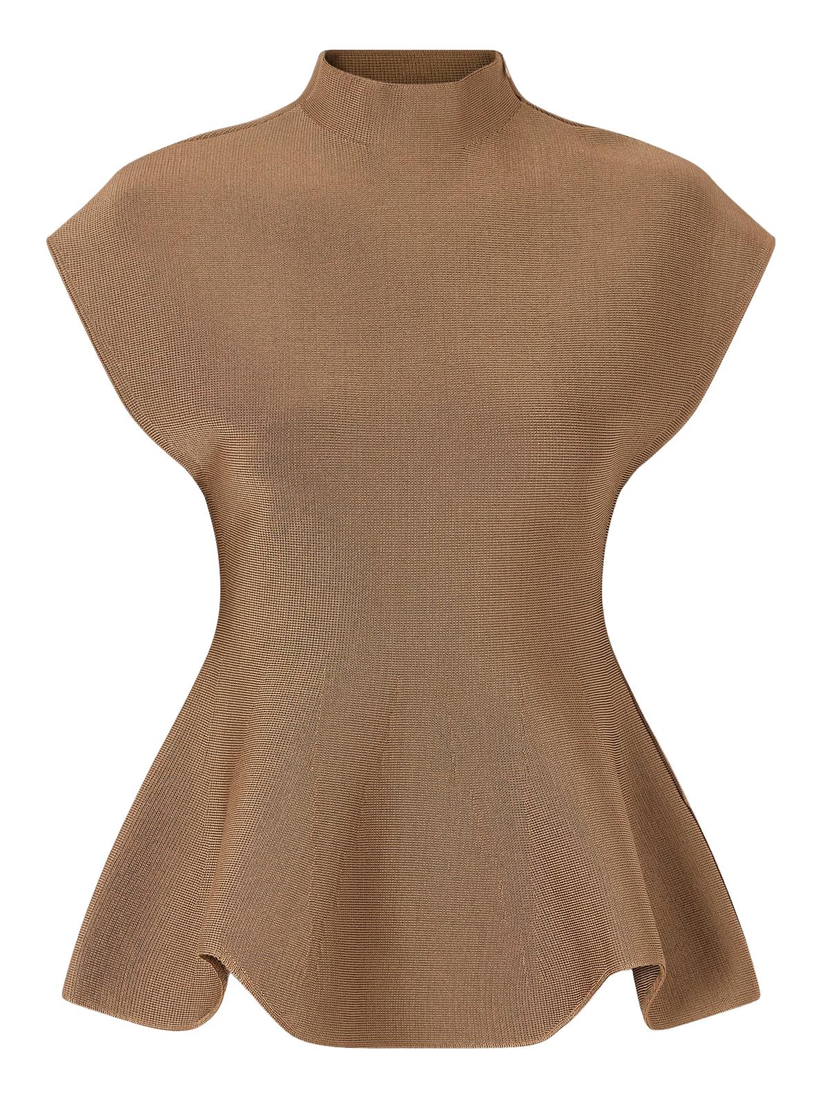 KHAITE Andra Stretch-Knit Turtleneck Peplum Top