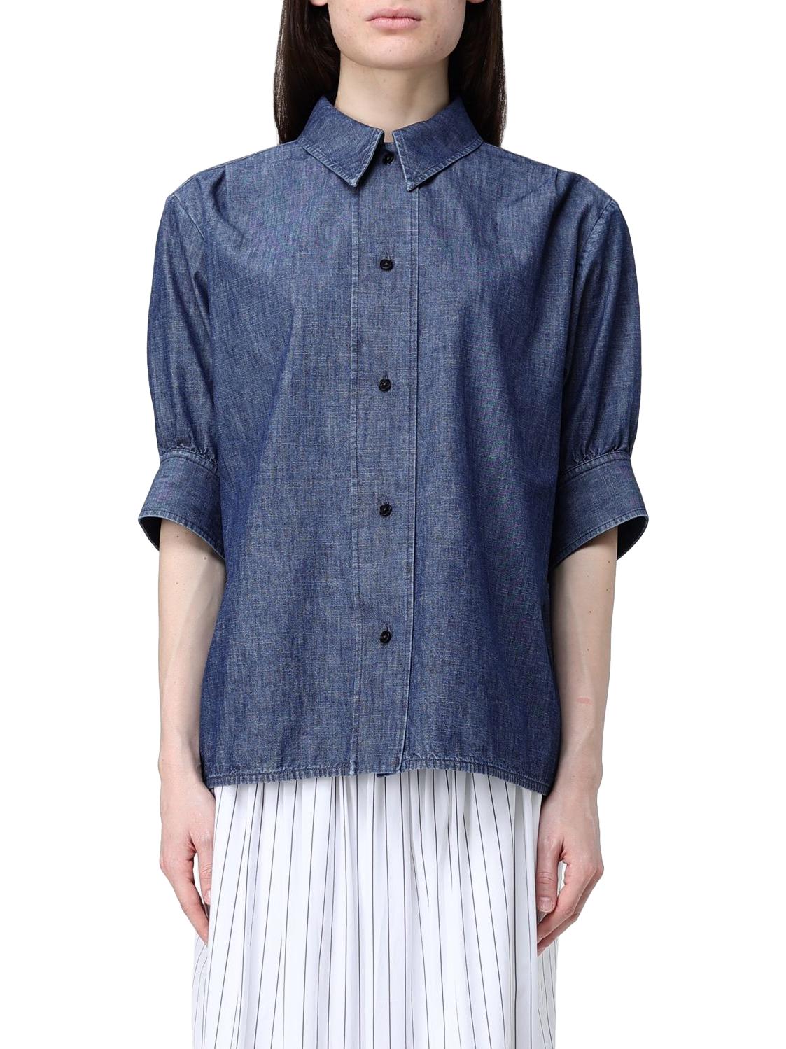 MAX MARA Max Mara Cotton Denim Flared Midi Skirt with Removable Embellishment
