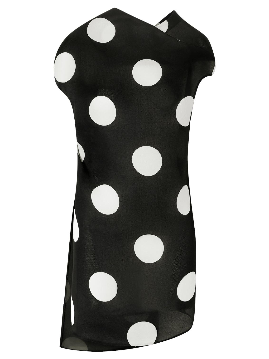 KHAITE Tatia Draped Polka-Dot Mini Dress