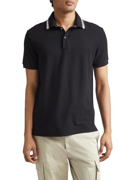 MONCLER logo patch tipped cotton piqué polo