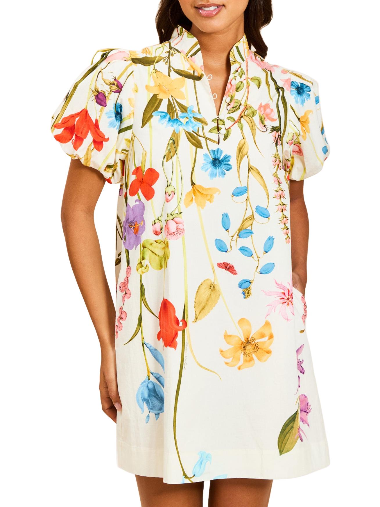 MESTIZA NEW YORK Elliana Floral Poplin Barong Mini Dress