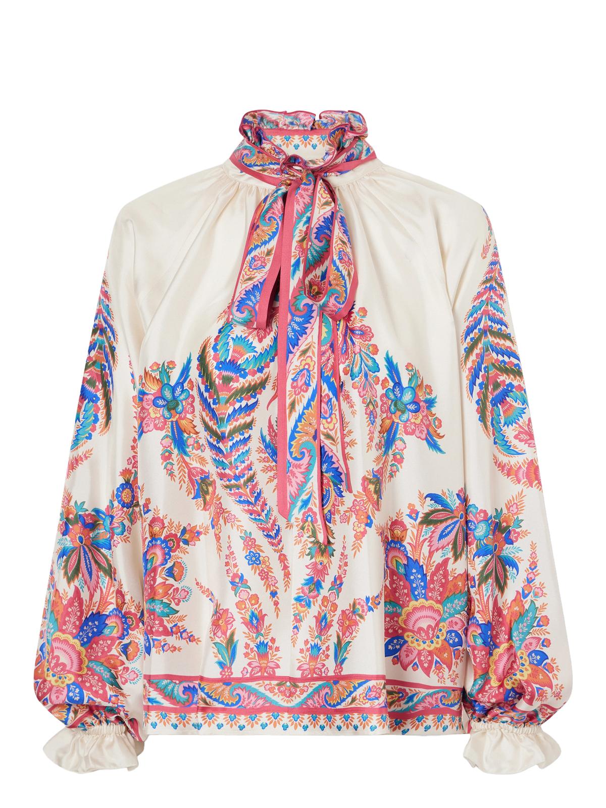 ETRO Paisley-Print Silk Blouse with Pussy-Bow