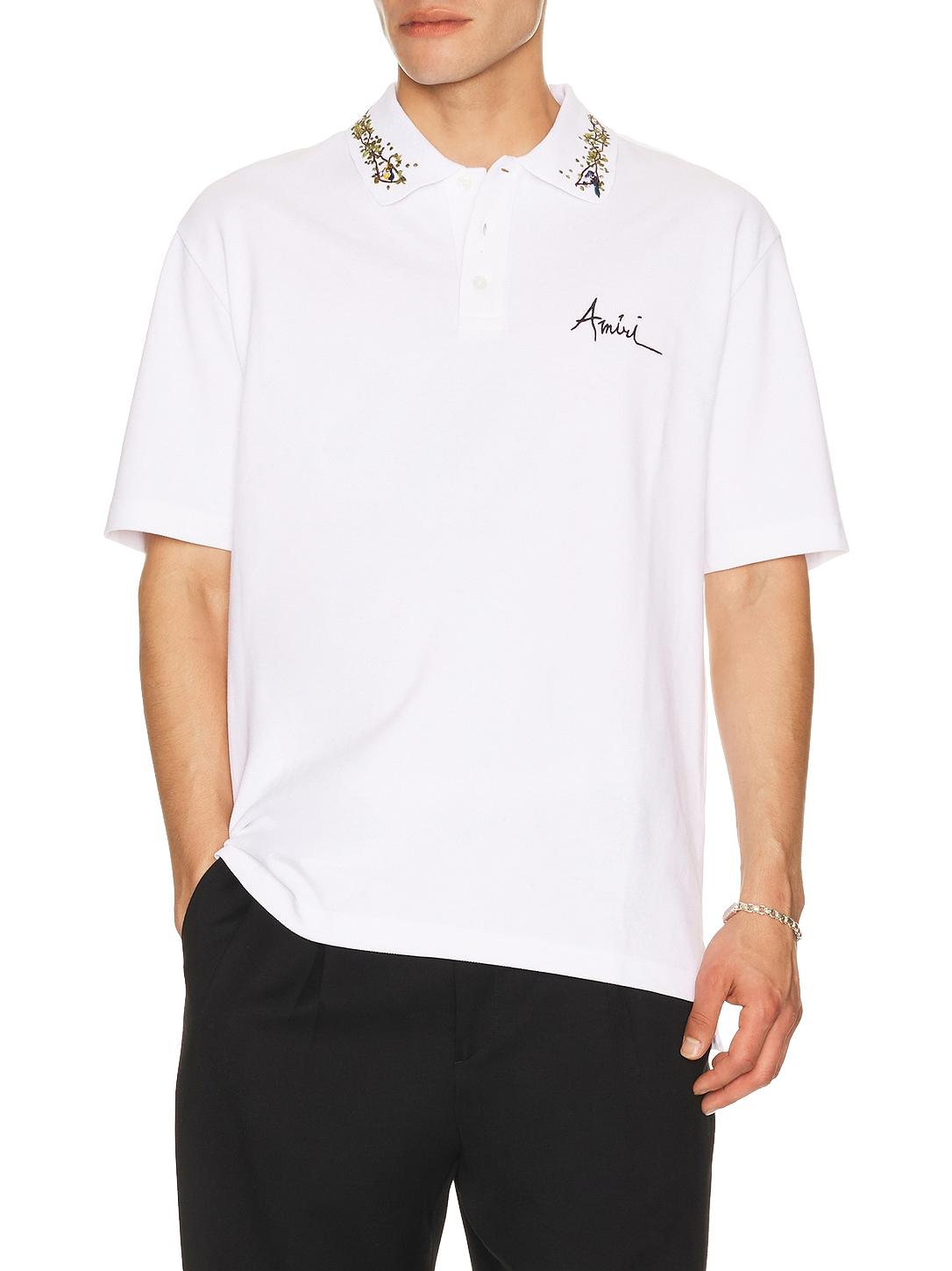 AMIRI amiri amiri floral collar polo in white