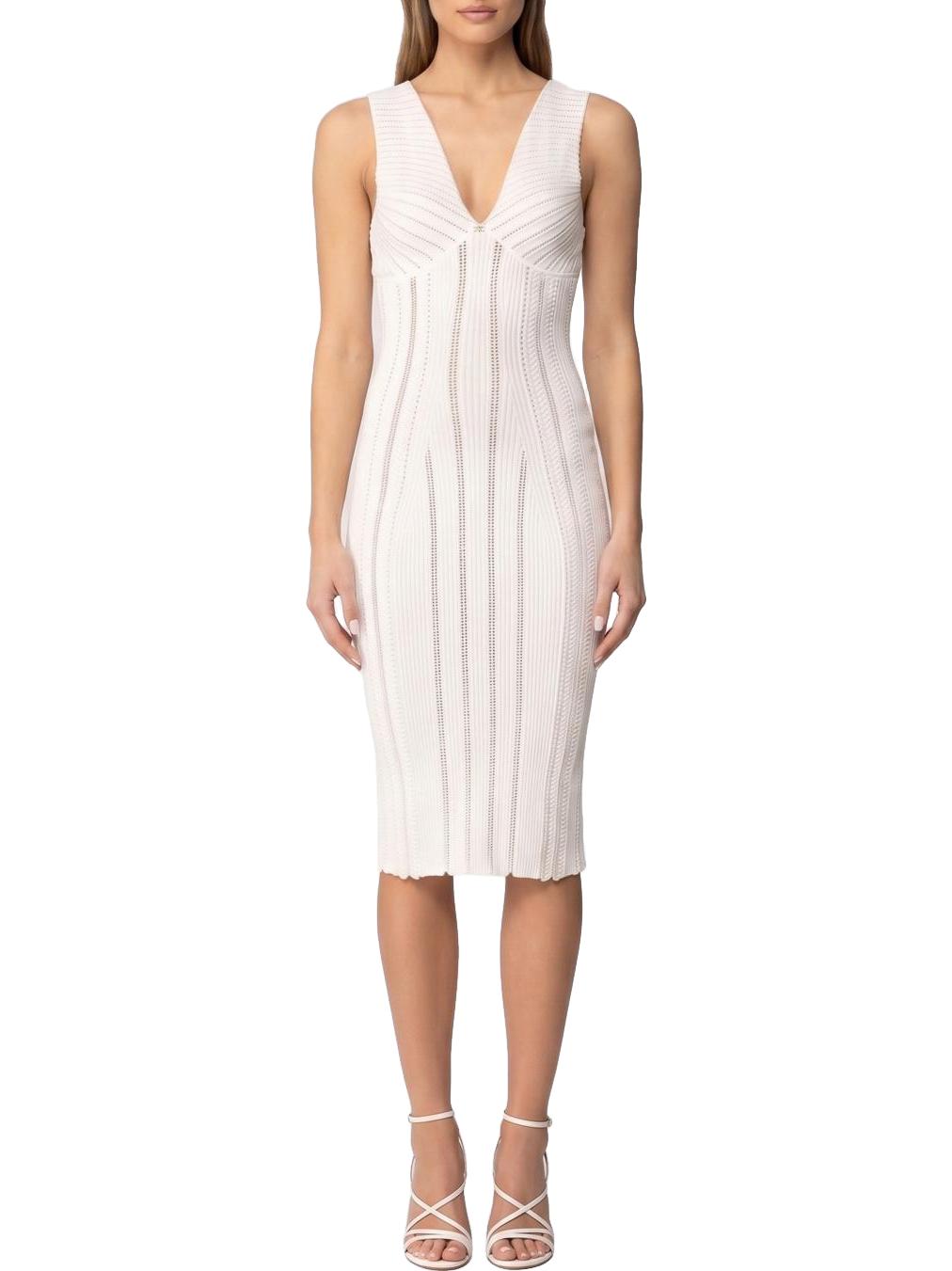 ELISABETTA FRANCHI Elisabetta Franchi Perforated Viscose Knit Midi Dress