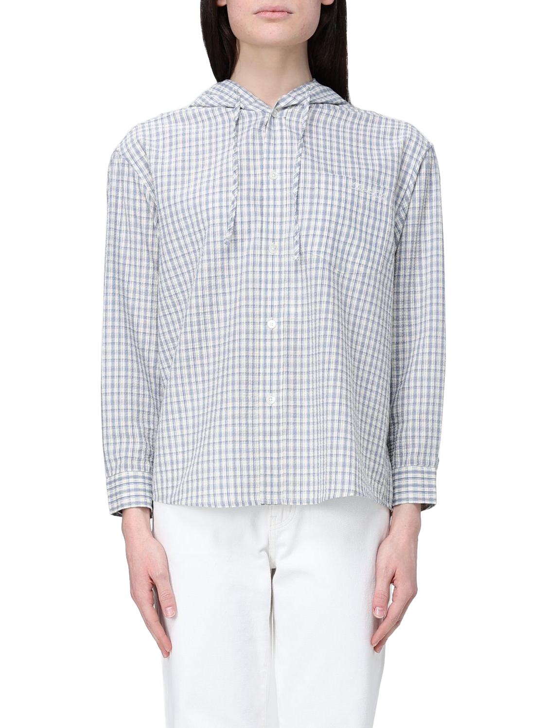 DUNST Dunst Checked Cotton Hooded Shirt