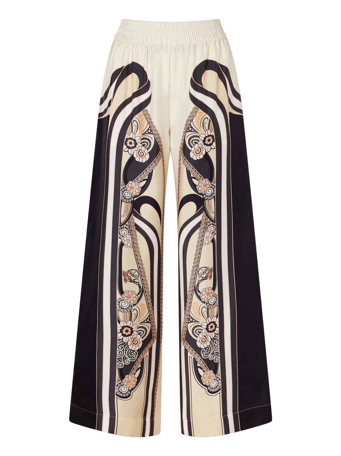 LA DOUBLEJ Palazzo Printed Silk-Twill Pants
