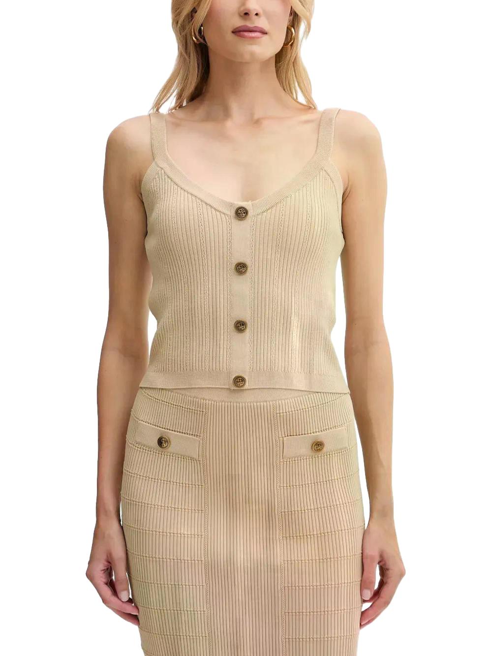 GUESS Emmie Button Ribbed Top