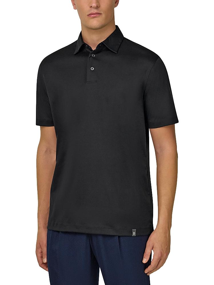 BOGGI MILANO cotton, polyester, and silk blend polo shirt
