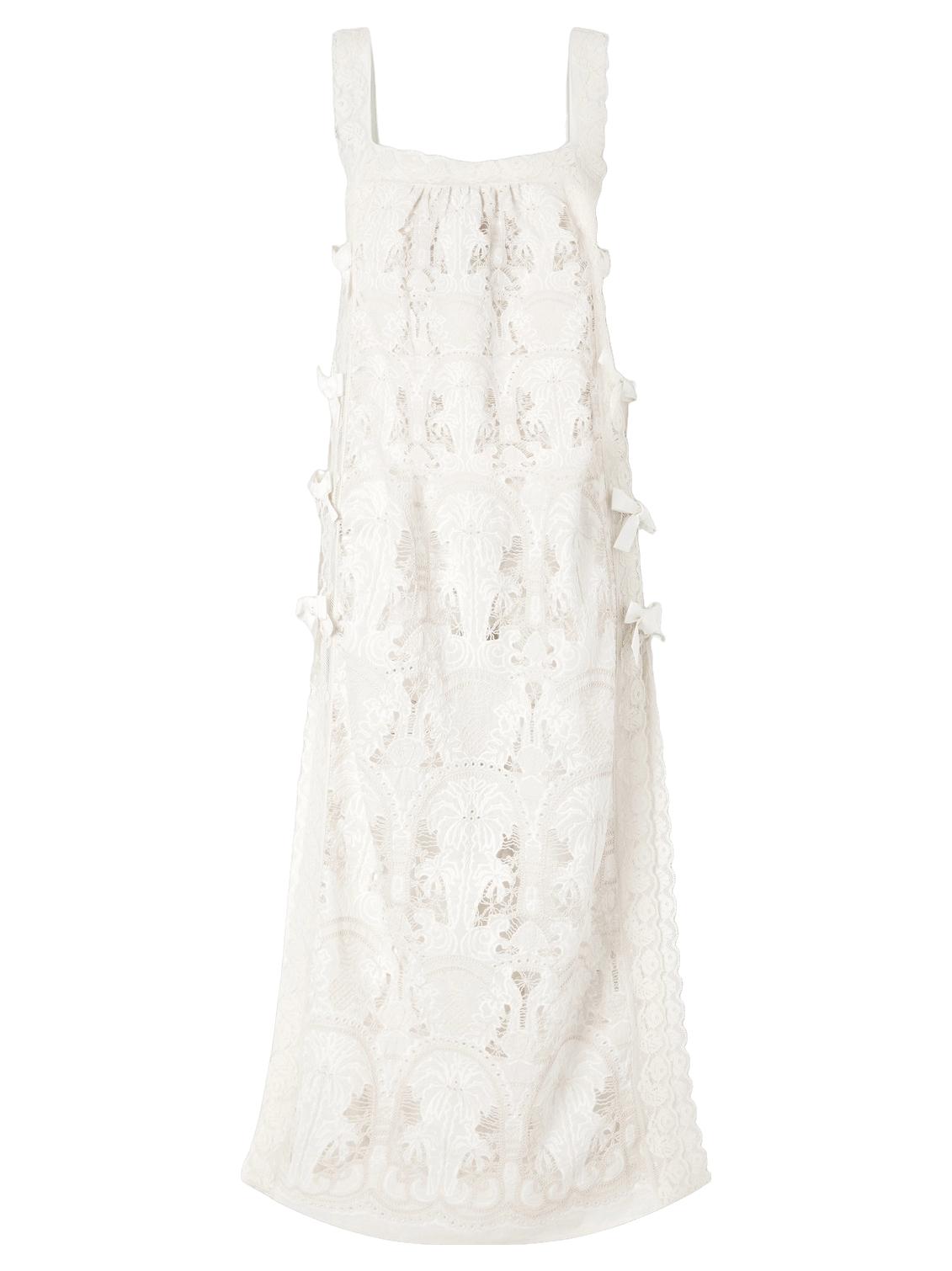 LORETTA CAPONI Fiocchini Lace-Trimmed Maxi Dress