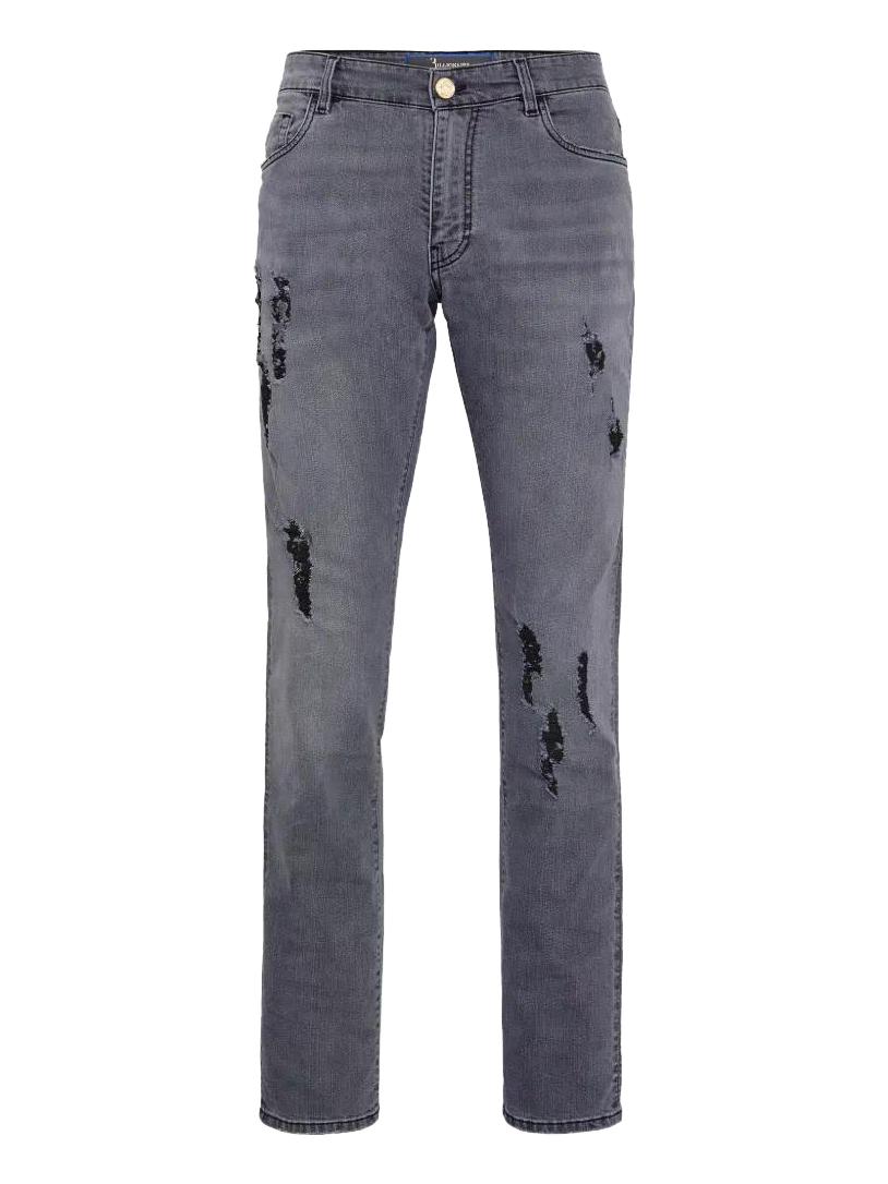 BILLIONAIRE Distressed Straight-Cut Jeans