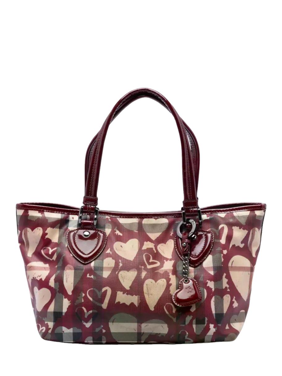 BURBERRY 2000-2017 House Check Hearts Gracie Tote Bag