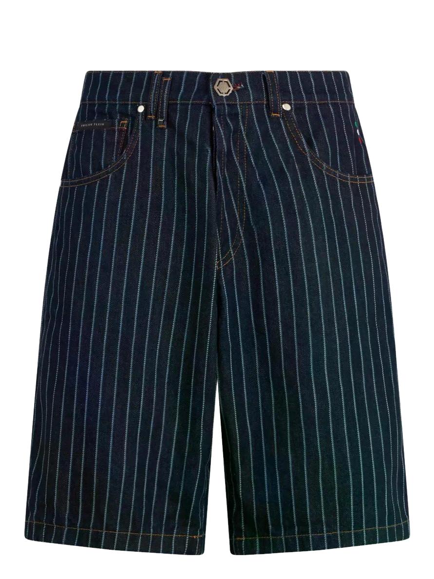 PHILIPP PLEIN Philipp Plein Pinstriped Denim Shorts