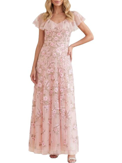 NEEDLE & THREAD Eden Rose V-Neck Ankle Gown