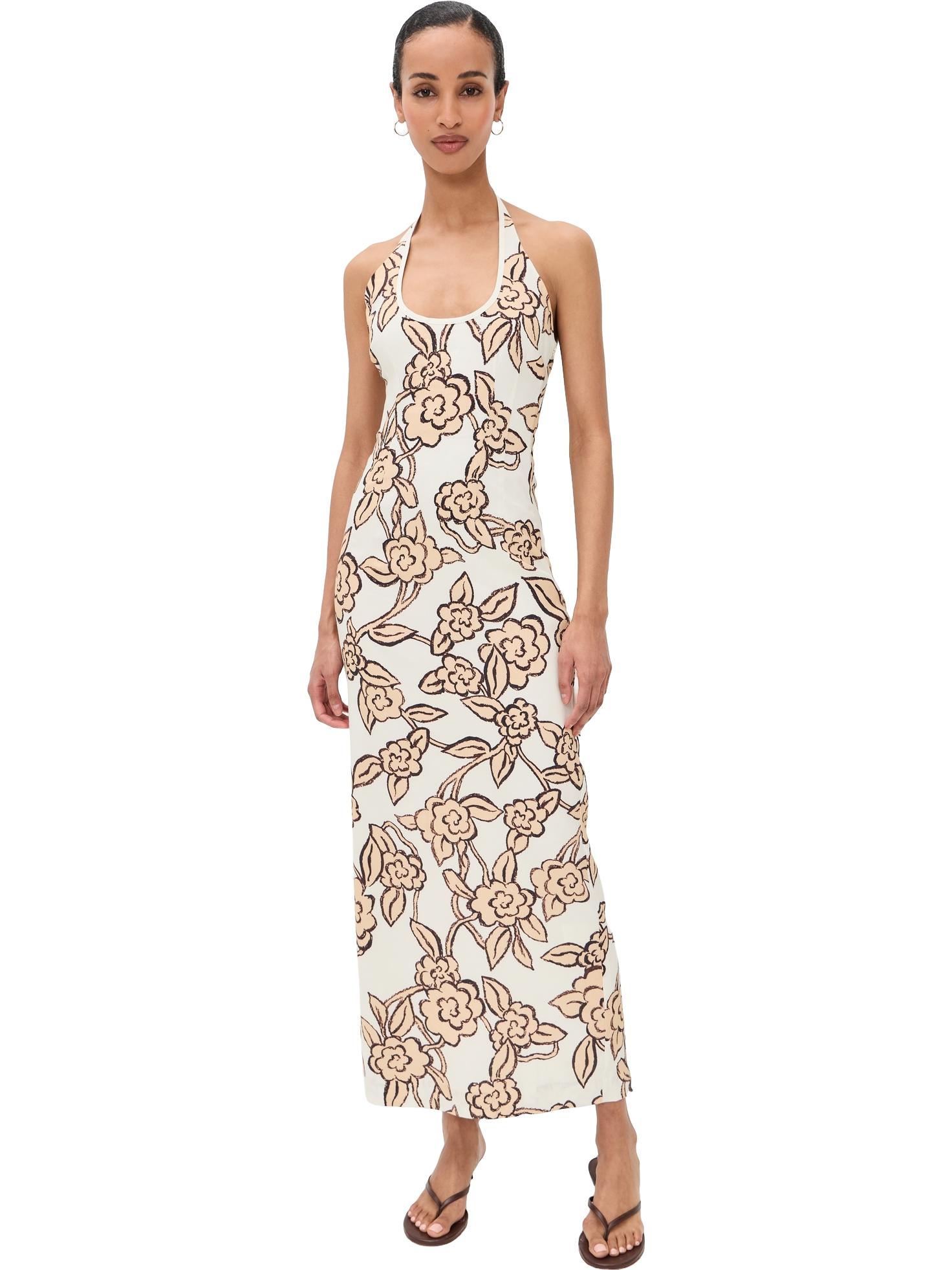 knee length dresses for ladies Morganne Halter Plunge Midi Dress Butter