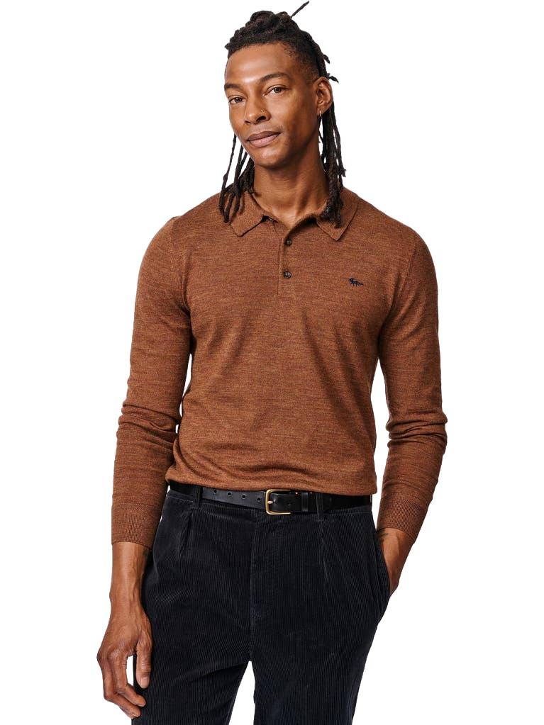 AUBIN chapel merino long sleeve polo