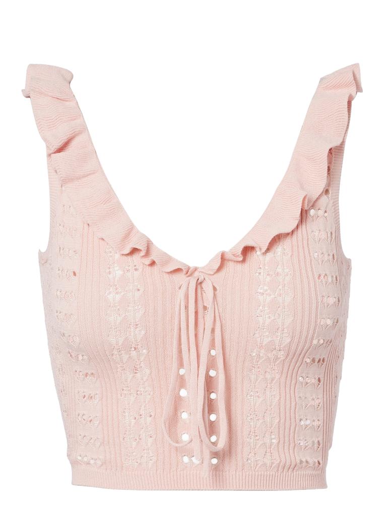 AYA MUSE Ruffled Pointelle Crop Top