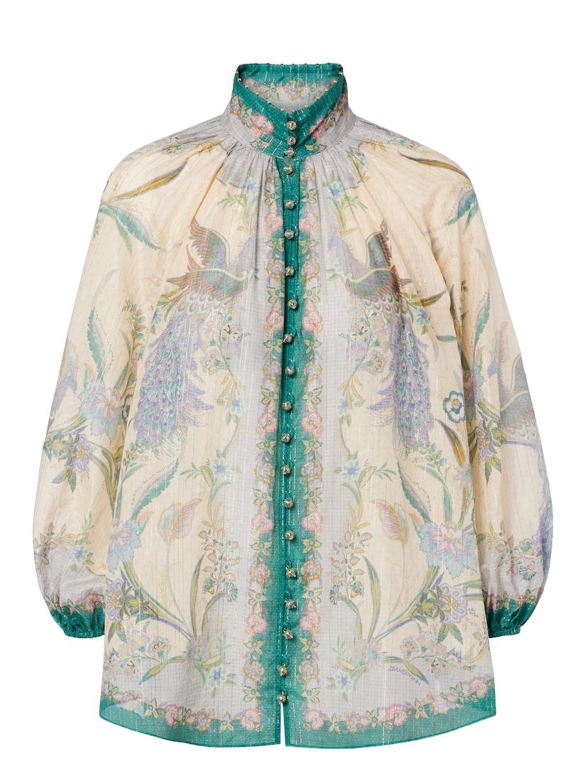 ZIMMERMANN Indra Printed Cotton and Silk-Blend Blouse