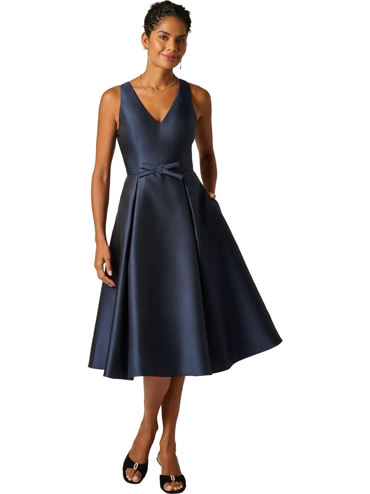 Adrianna Papell Sleeveless Mikado Fit & Flare Midi Dress - Neptune | Editorialist Adrianna Papell Sleeveless Mikado Fit & Flare Midi Dress - Neptune | Editorialist