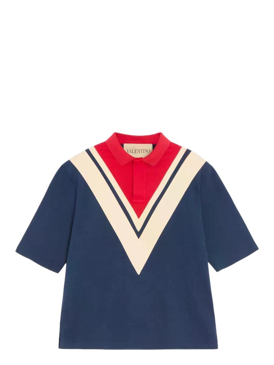 VALENTINO cotton polo shirt with inlaid-v