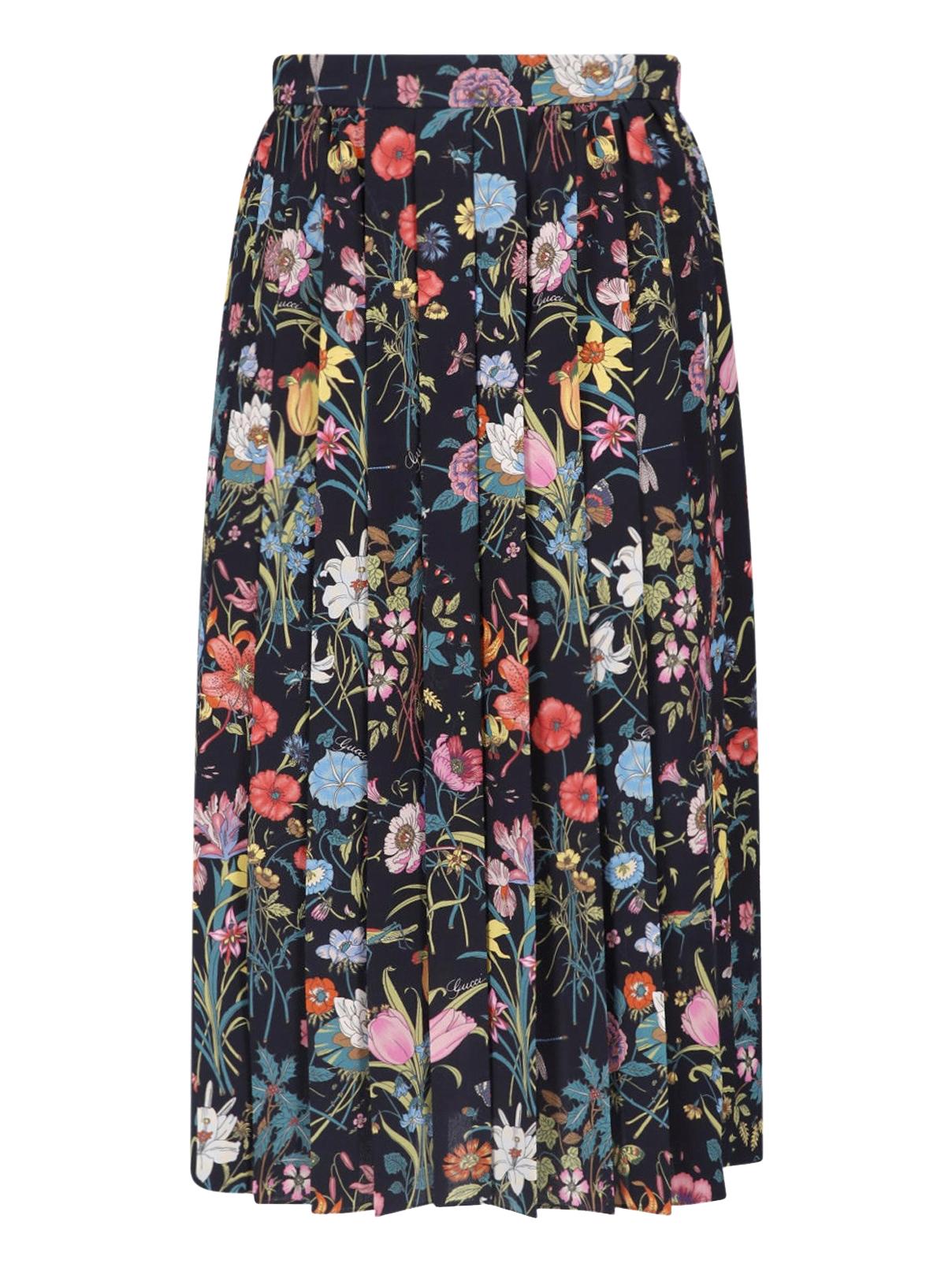 VERSACE Printed Silk Midi Skirt