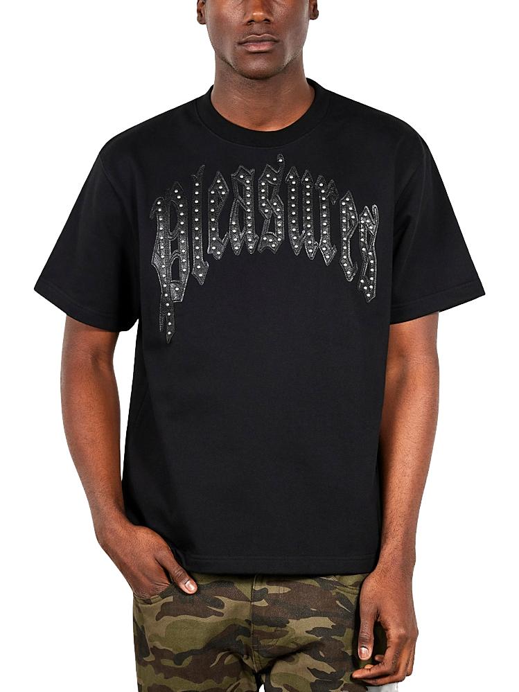 PLEASURES stud logo crewneck t-shirt