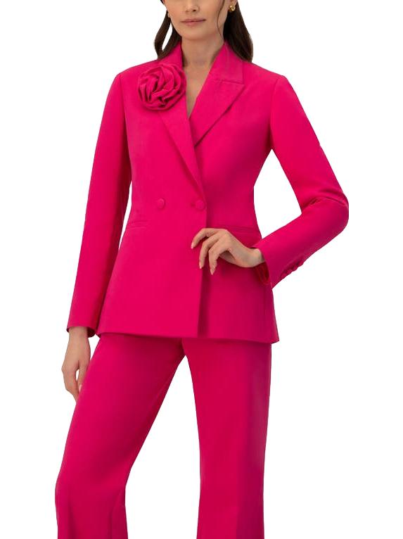 IVONNE Double-Breasted Blazer with Floral Detail