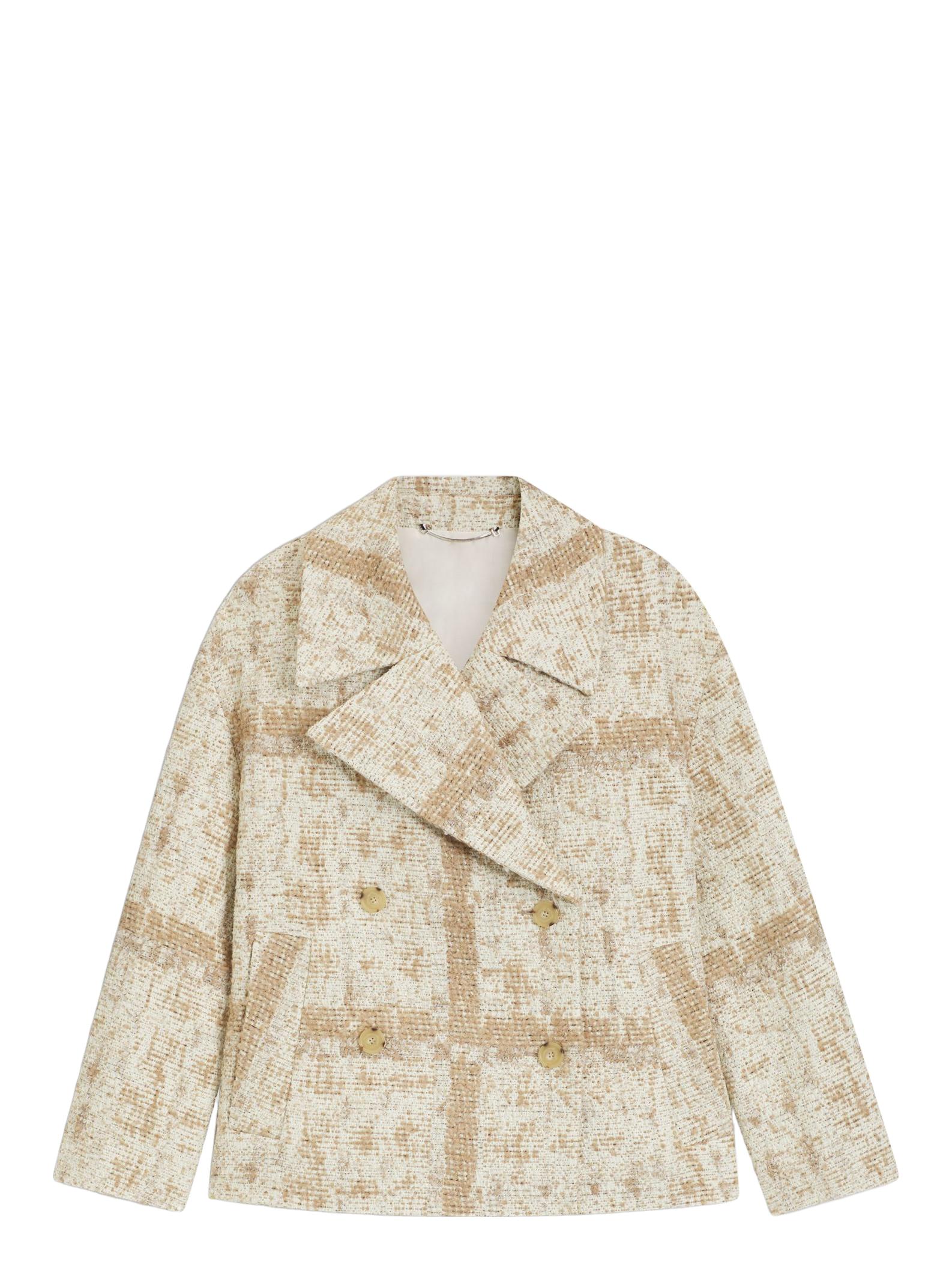 BOSS Check-Jacquard Double-Breasted Coat