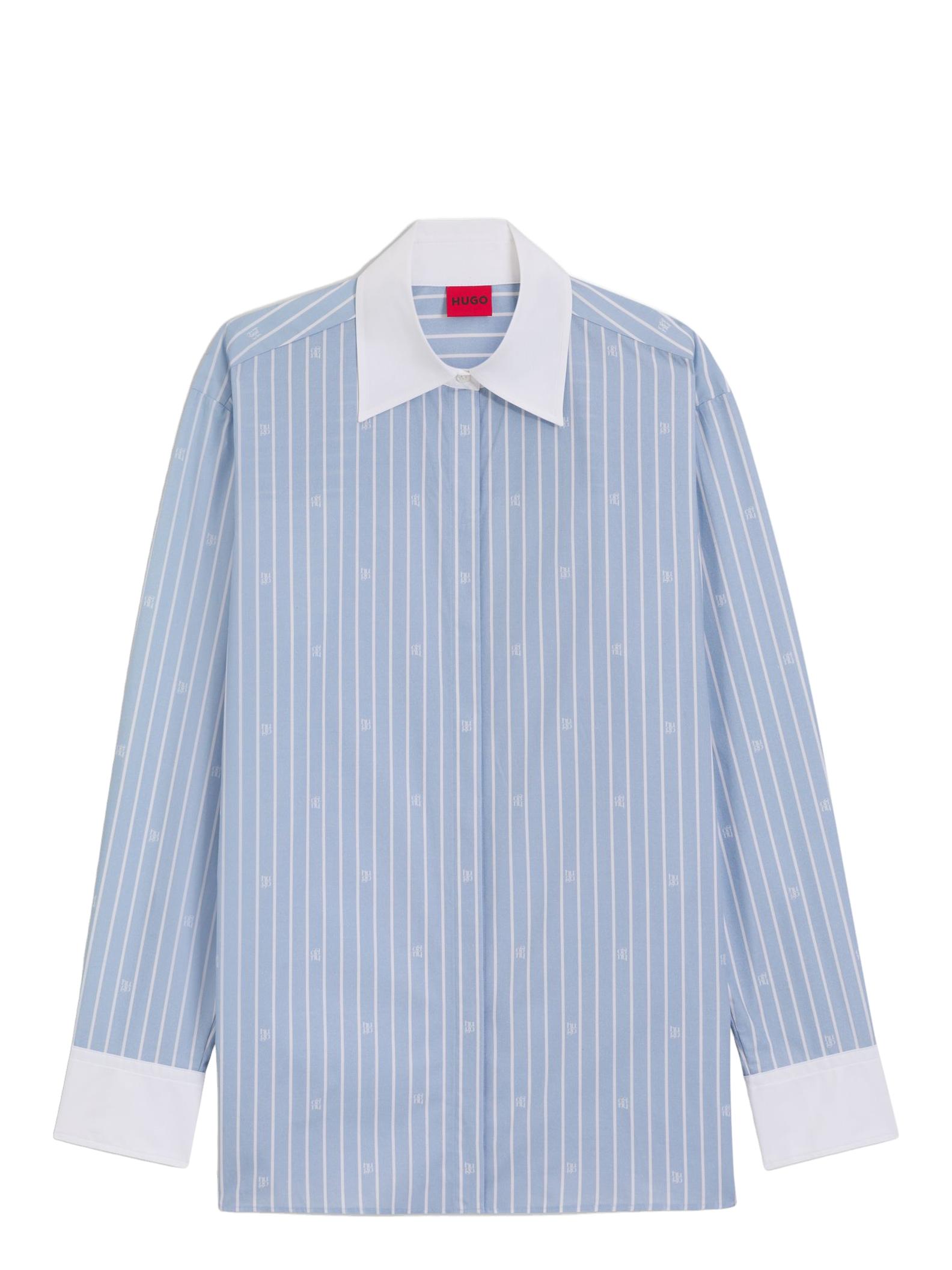 HUGO Oversized Fit Blouse with Stacked Logos