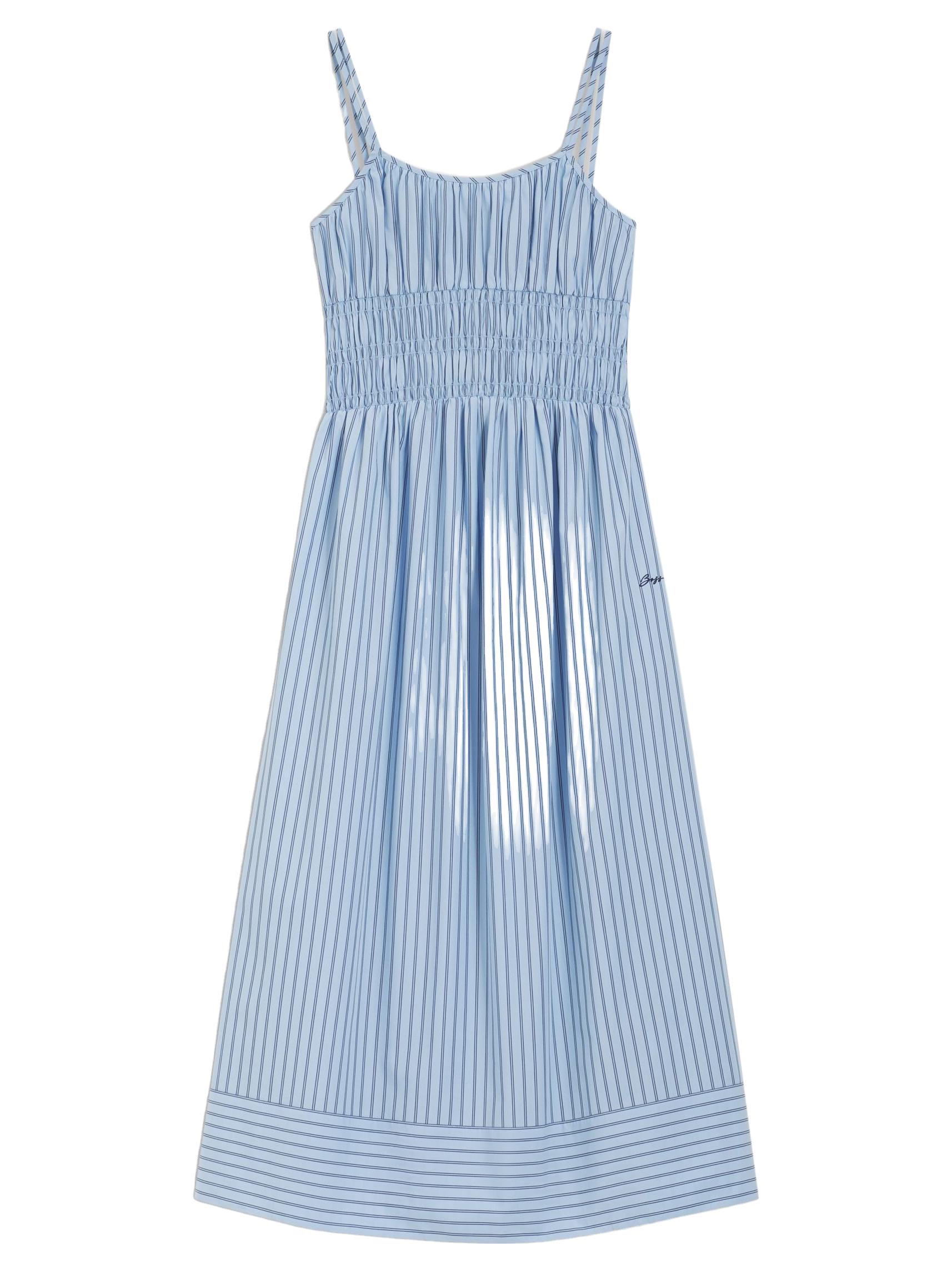BOSS Cotton Poplin Midi Dress with Stripes