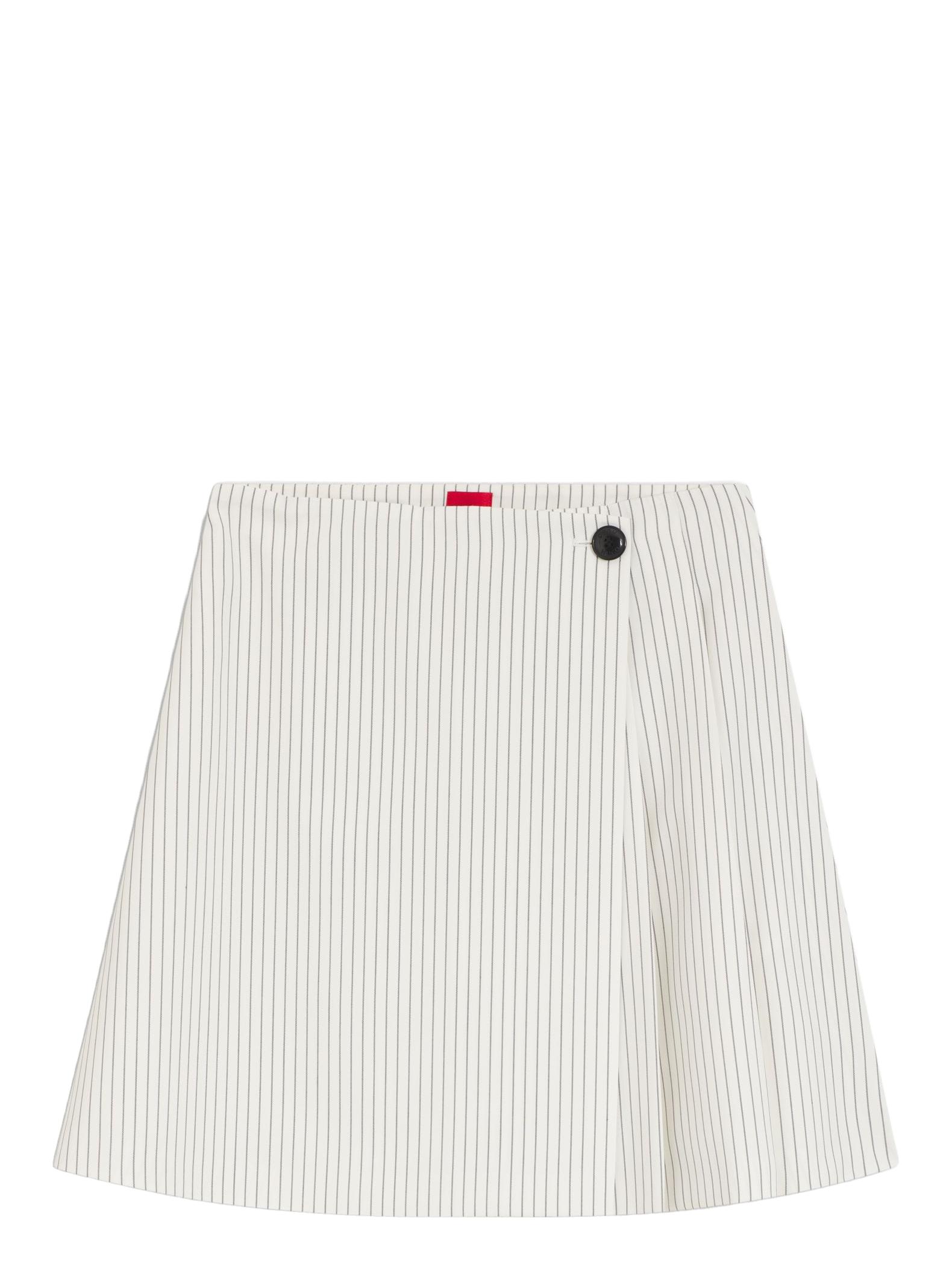 HUGO Faux-Wrap Pinstripe Mini Skirt