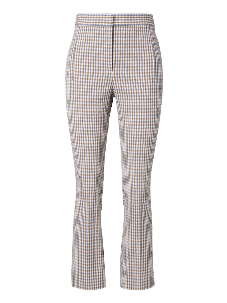 VERONICA BEARD gingham cotton seersucker cropped slim pants