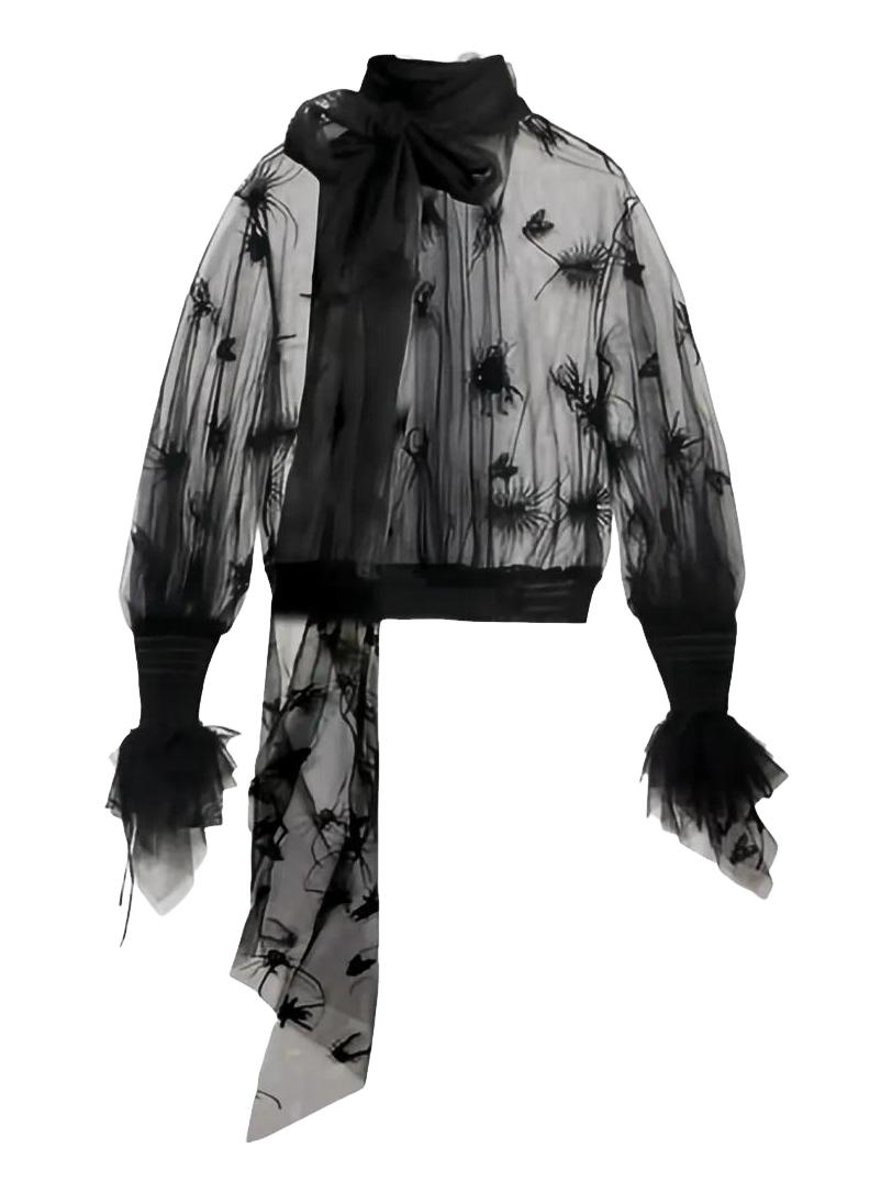 BLUMARINE Insect-Embroidered Tulle Blouse