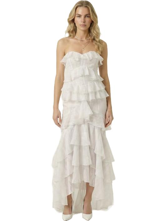 Elliatt Halter Ruffle Tiered Maxi Dress In Black & White Pattern - 38% Off | Editorialist Elliatt Halter Ruffle Tiered Maxi Dress In Black & White Pattern - 38% Off | Editorialist