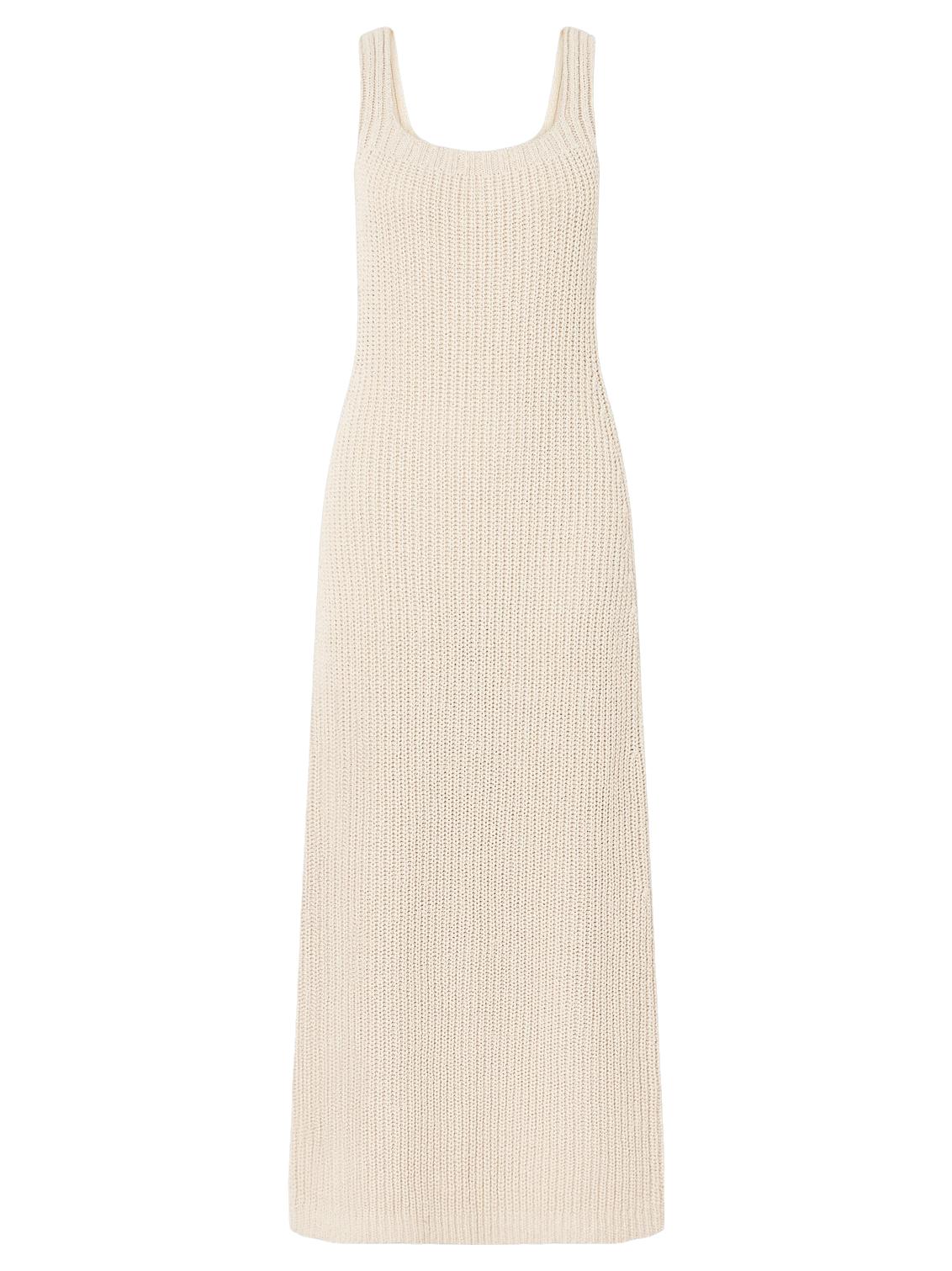 KHAITE Lex Crocheted Silk and Cotton-Blend Midi Dress