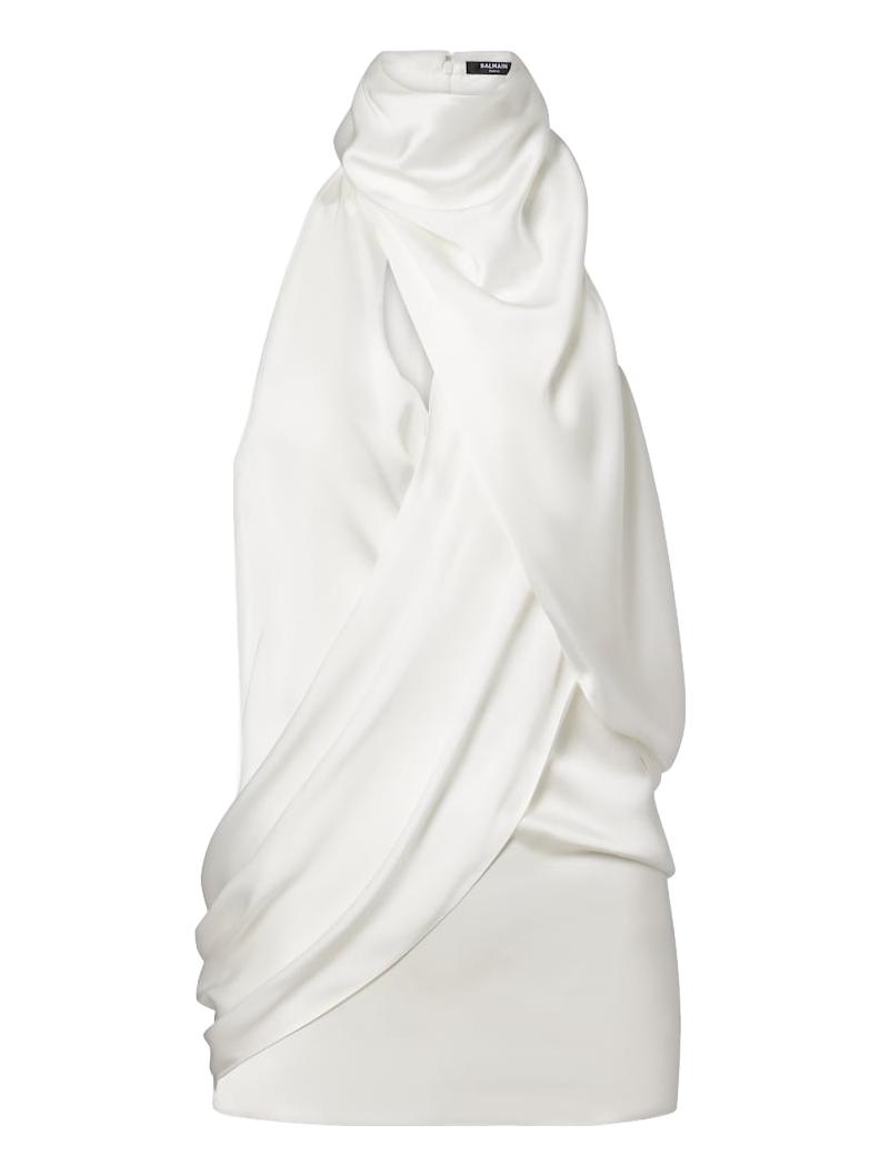 BALMAIN Draped Halterneck Silk Top