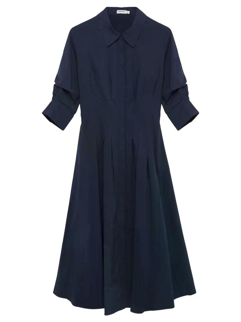 SIMKHAI Jazz Pintucked Cuffed Midi Dress