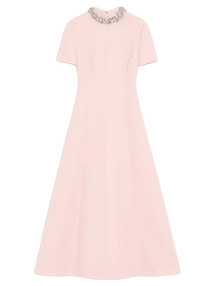 VALENTINO Valentino Crepe Couture Embroidered Midi Dress