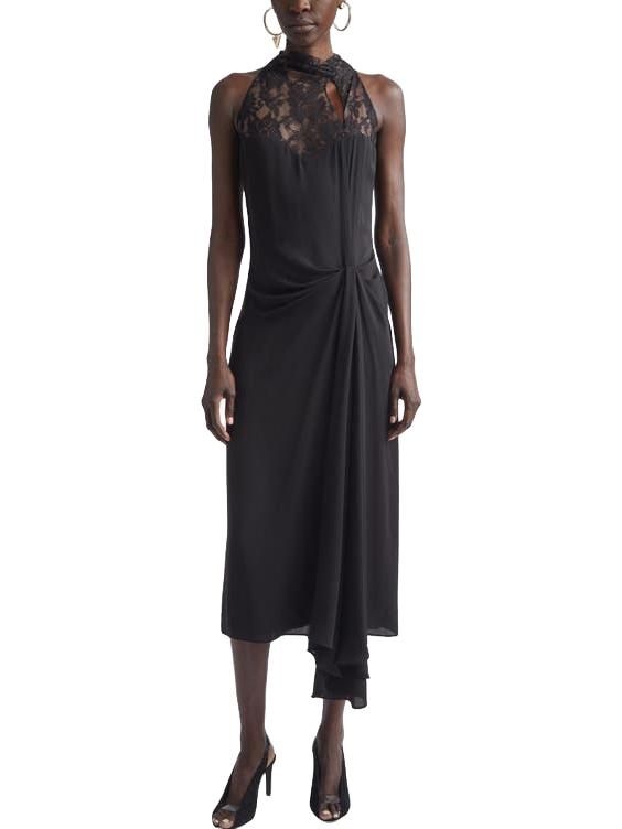 VALENTINO Lace Yoke Silk Gown