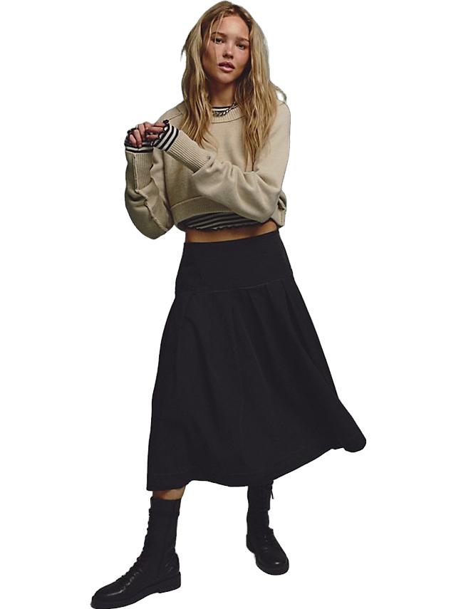 FREE PEOPLE Free People We The Free Skipper Pleated Chino Midi Skirt